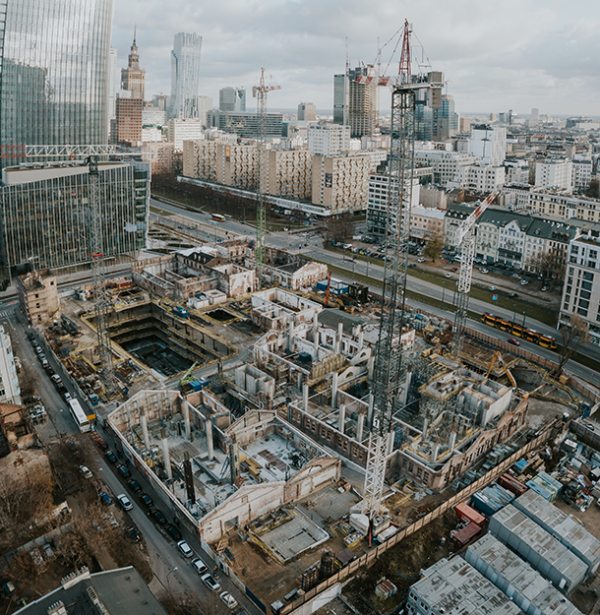 Construction of the Norblin Factory foundations in Warsaw