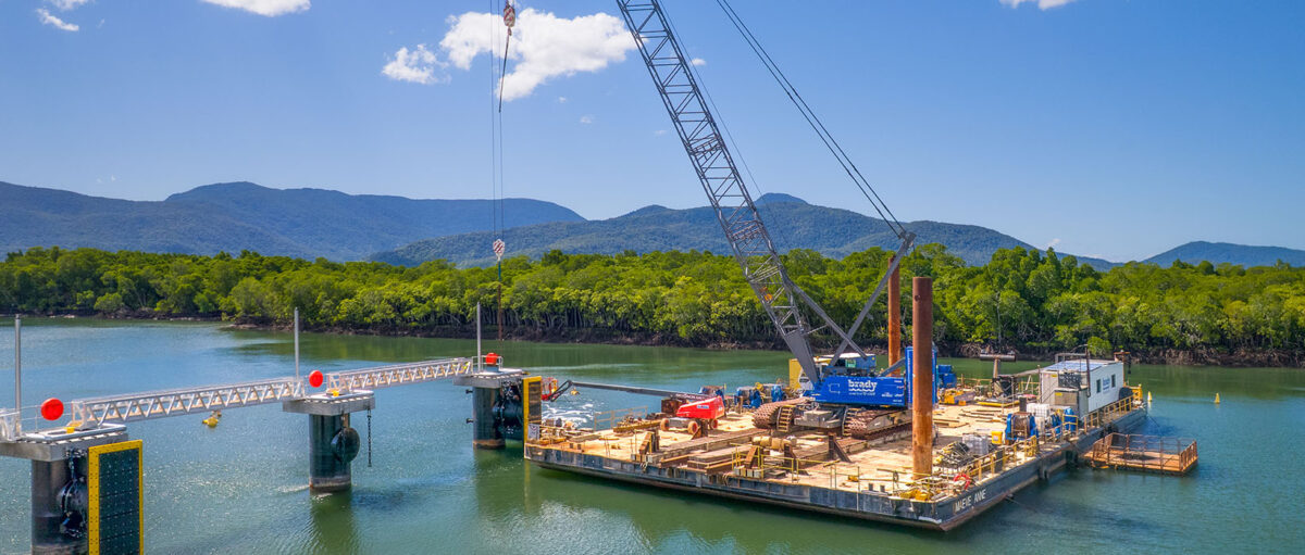 Brady teams build a barge ramp in Cairns, Australia!
